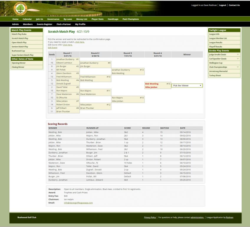 Golf League Websites | Online Golf League Management Software